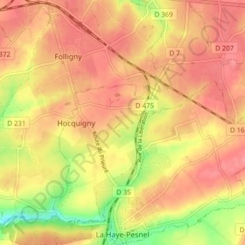 Topografische Karte La Haye-Pesnel, Höhe, Relief
